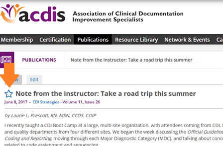 Membership update: How to favorite an article on the ACDIS website | ACDIS